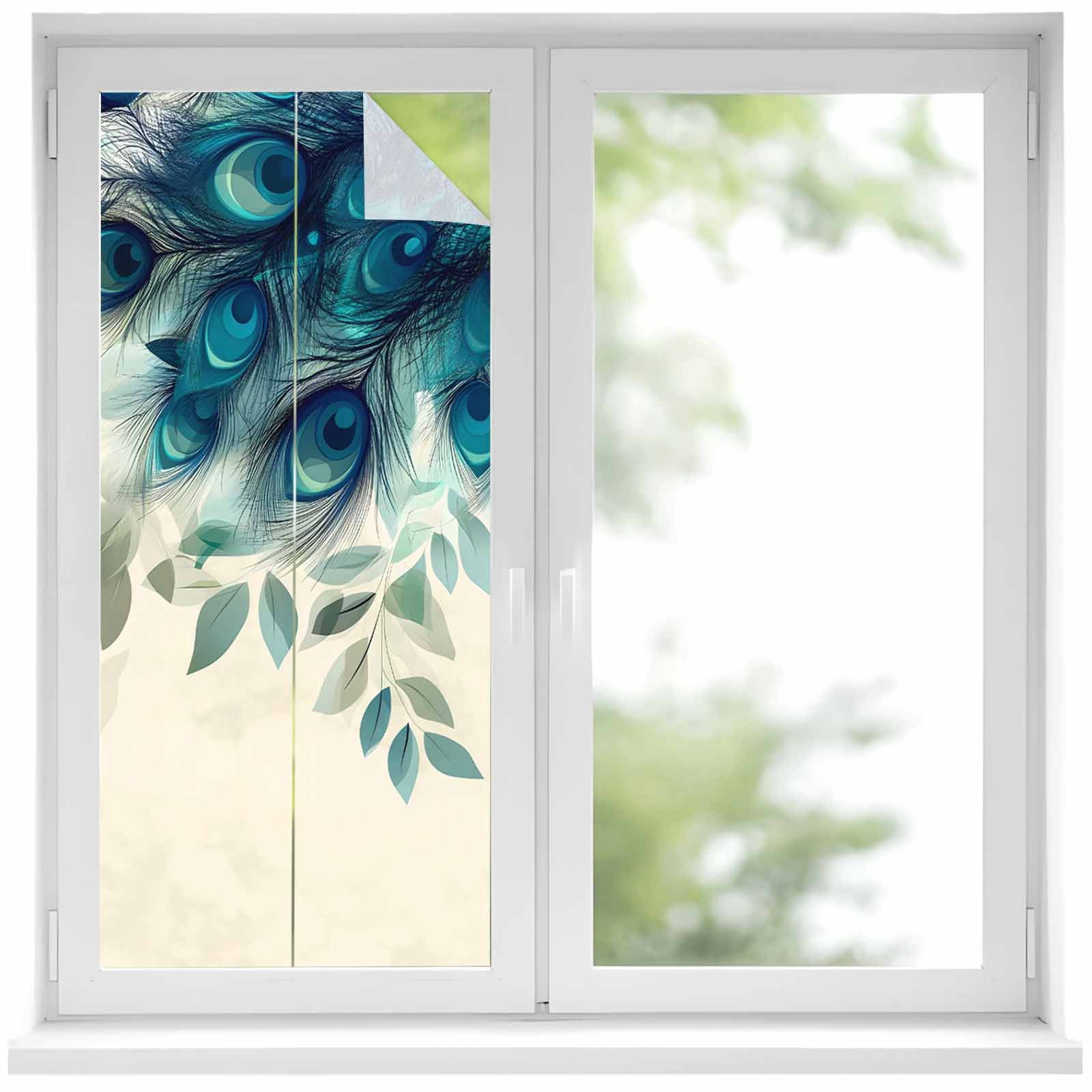 Teal Turquoise Window Privacy Film, Peacock Feathers Aesthetics ...