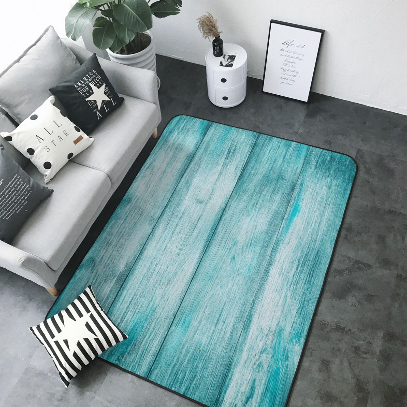 Teal Turquoise Wood Area Rugs for Living Room Bedroom, 5x7 Soft Throw ...