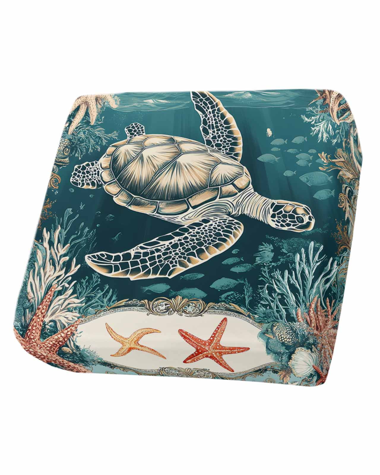 Teal Turtle Coastal Sofa Couch Cushion Covers Washable, Removable ...
