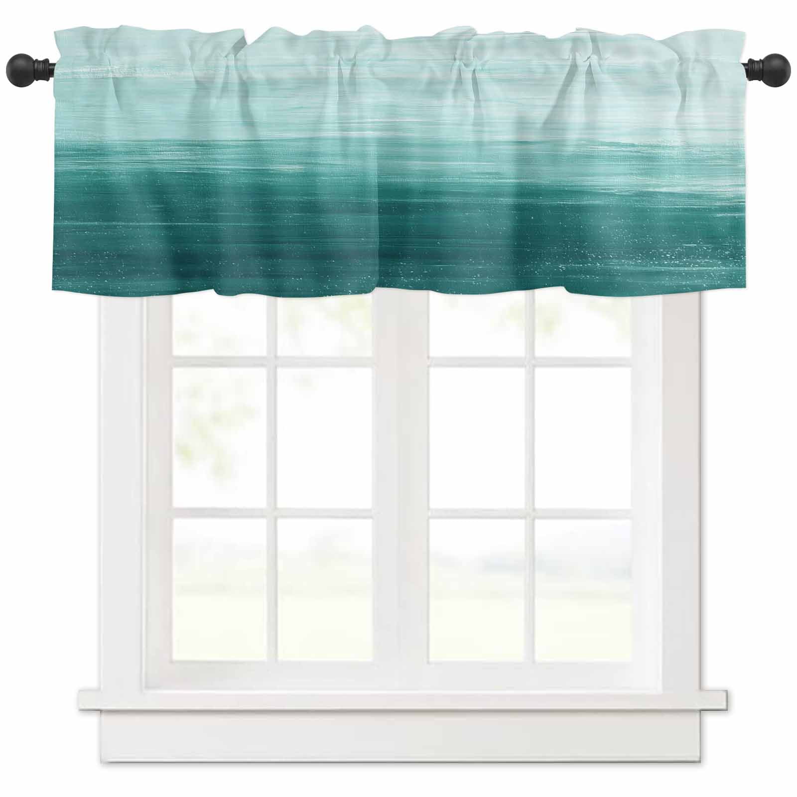 Teal Valances for Windows Farmhouse Kitchen Curtains Valances Rod ...