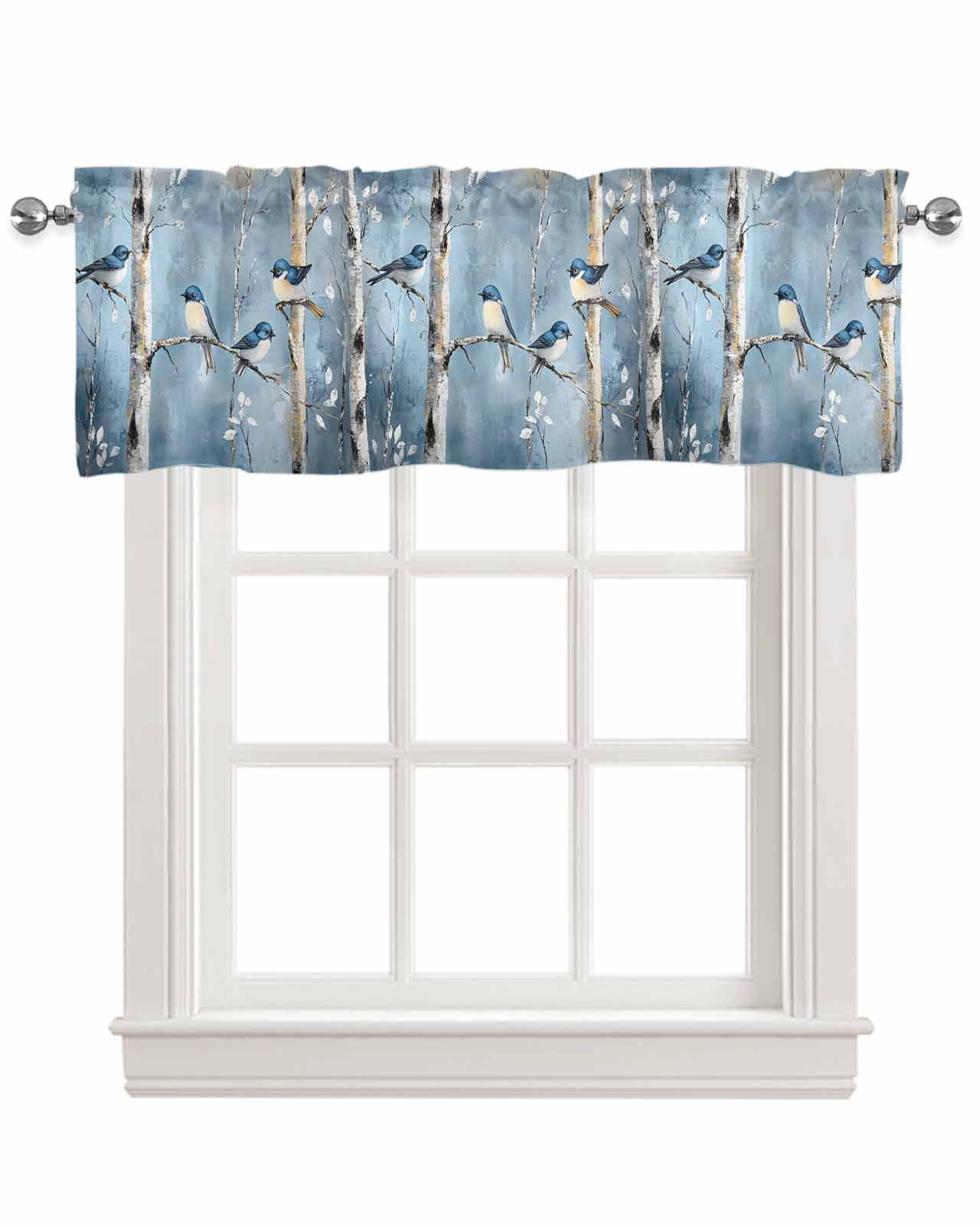 Teal Vintage Branches Kitchen Valances for Windows Farmhouse Linen ...