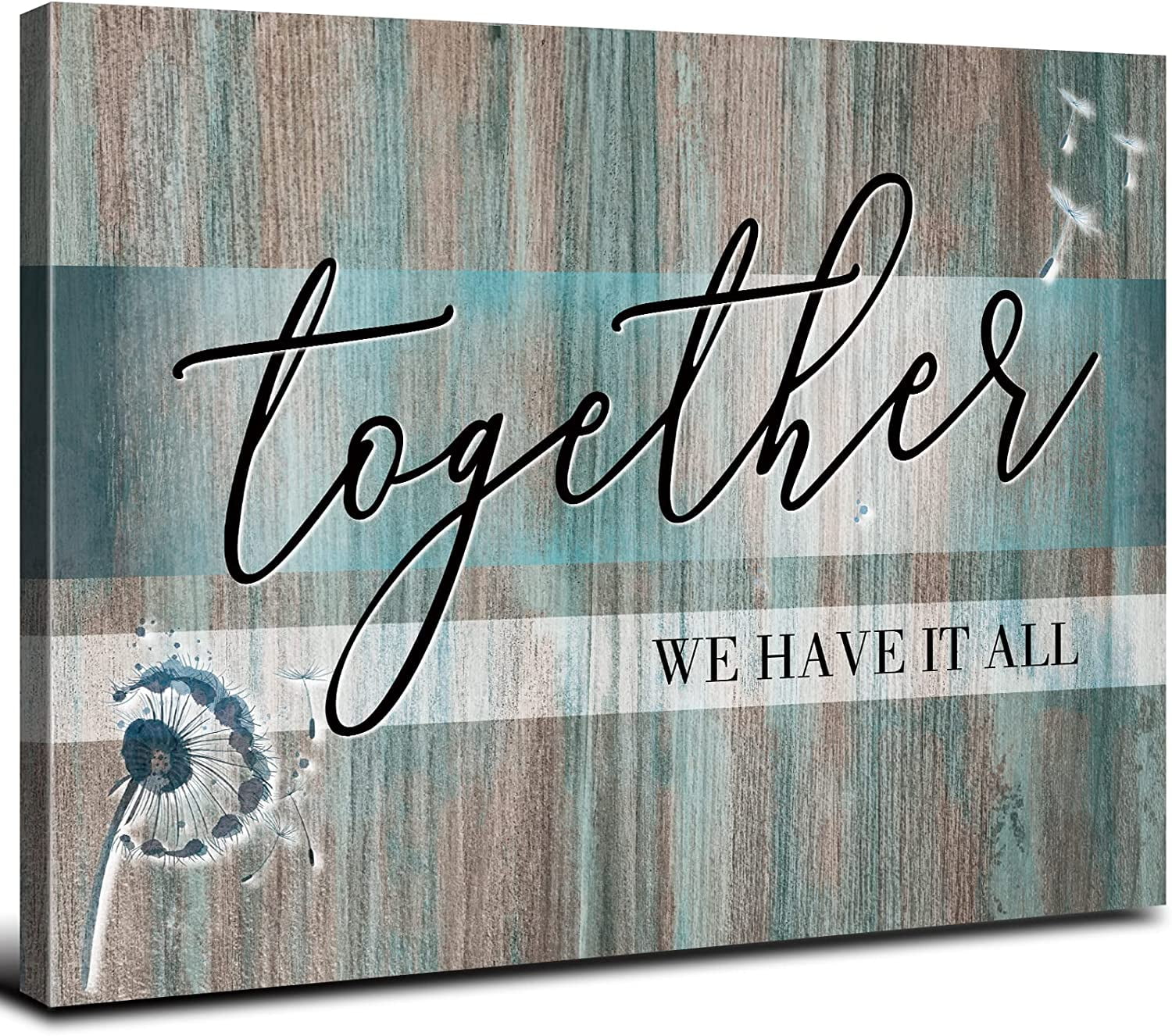 Teal Wall Art Rustic Dandelion Decor Inspirational Quotes Canvas Prints ...