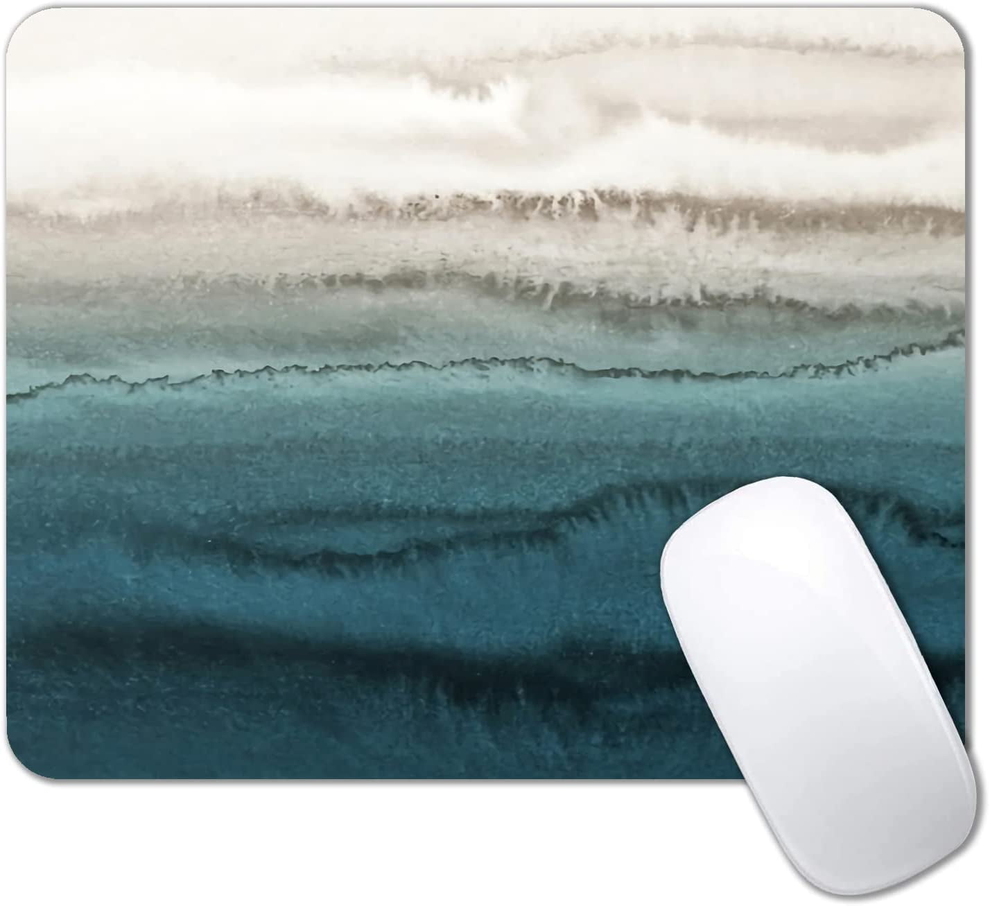 Teal Wave Inks Art Mouse Pad, Modern Waterproof Non-Slip Rubber Base ...