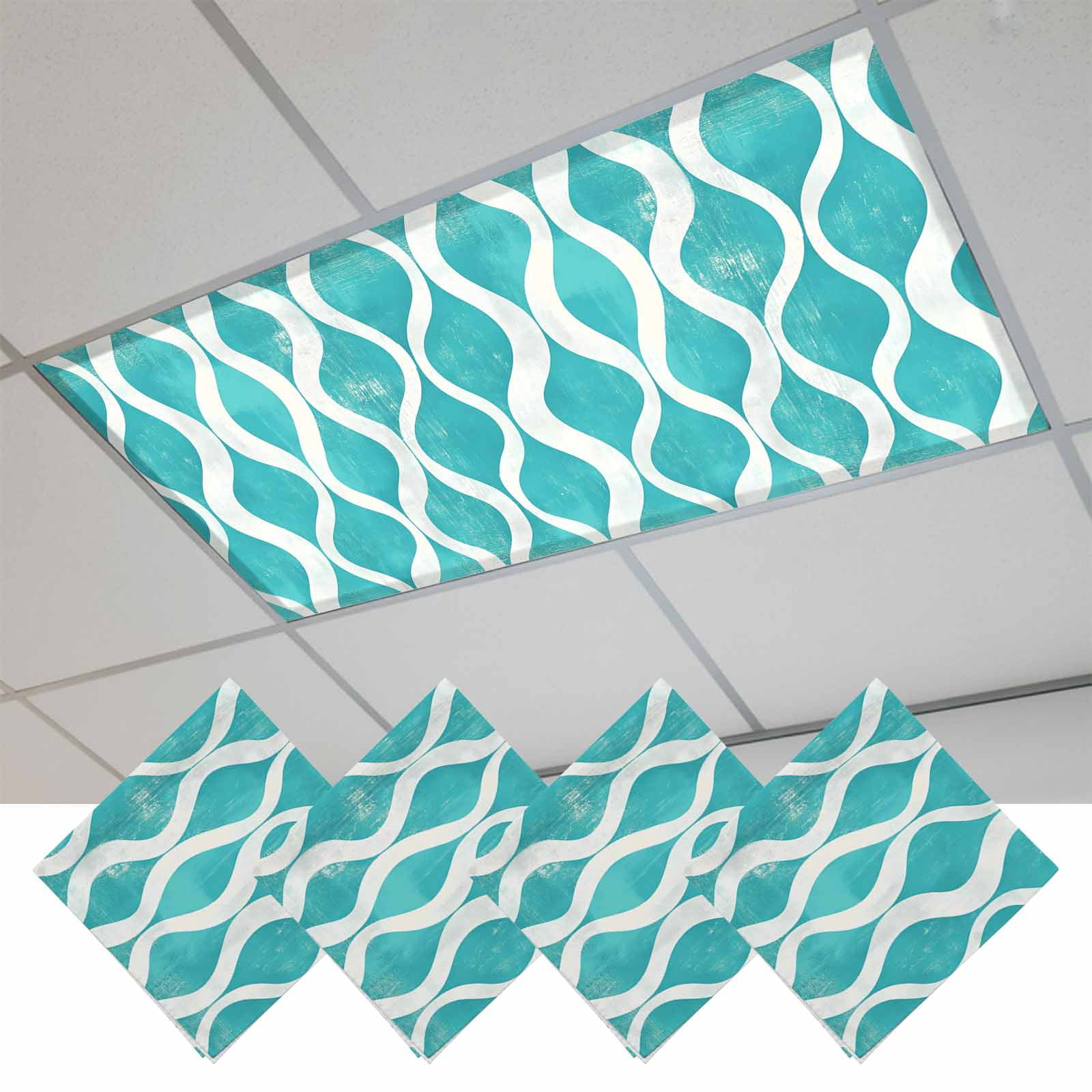 Teal Wave Magnetic Fluorescent Light Covers for Ceiling Lights 2 x 4 ...