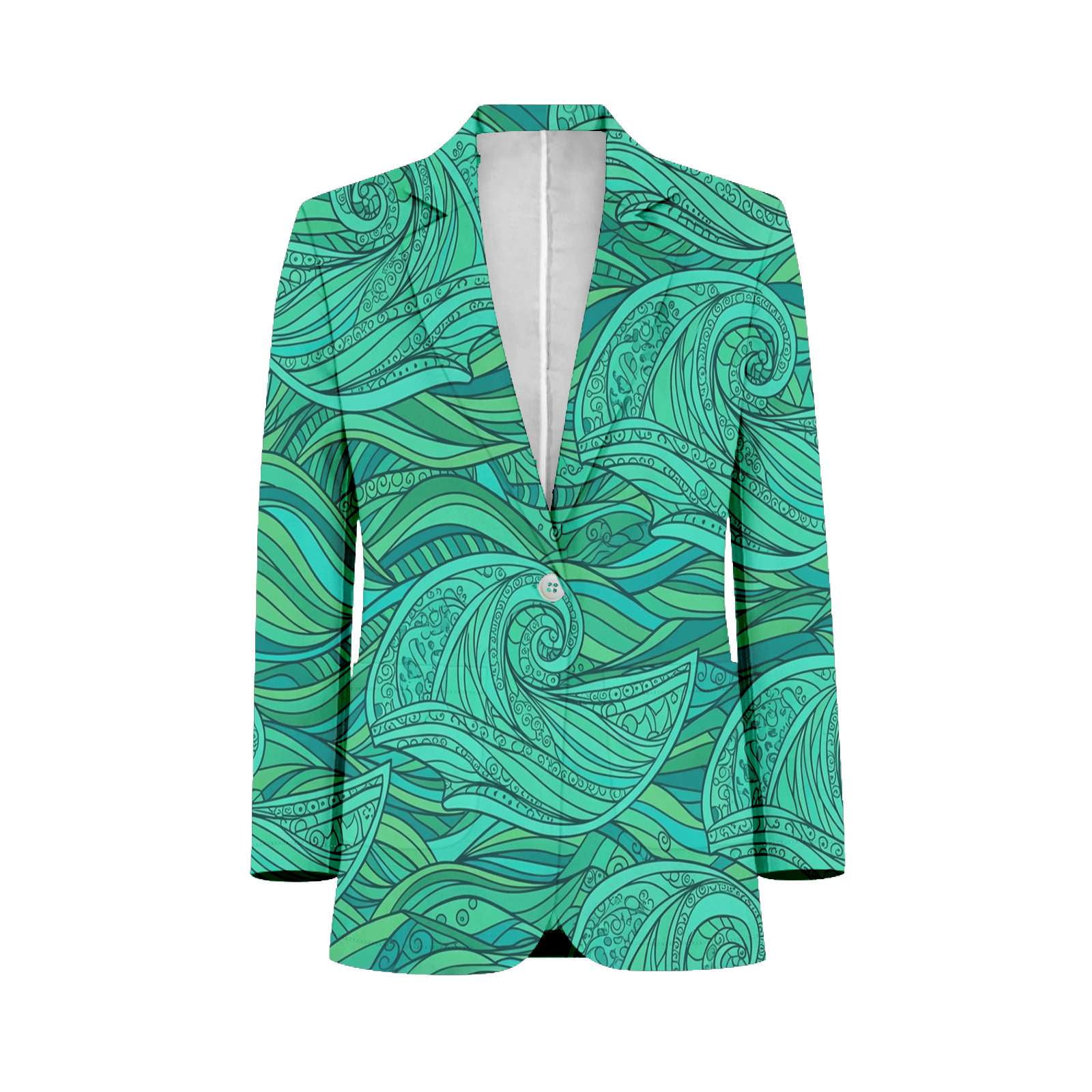 Teal Wave Pattern Ornate Repeat Customized Men's Suits full man Shawl ...