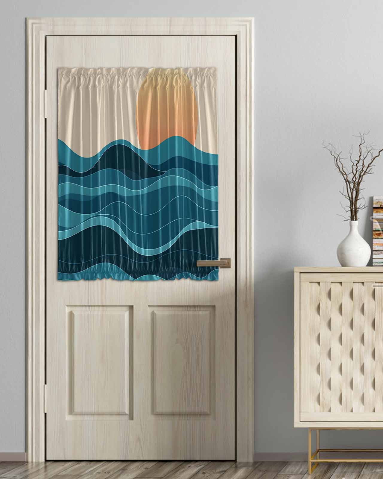 Teal Waves Blackout Door Curtains for French, Glass,Front, Back, Patio ...