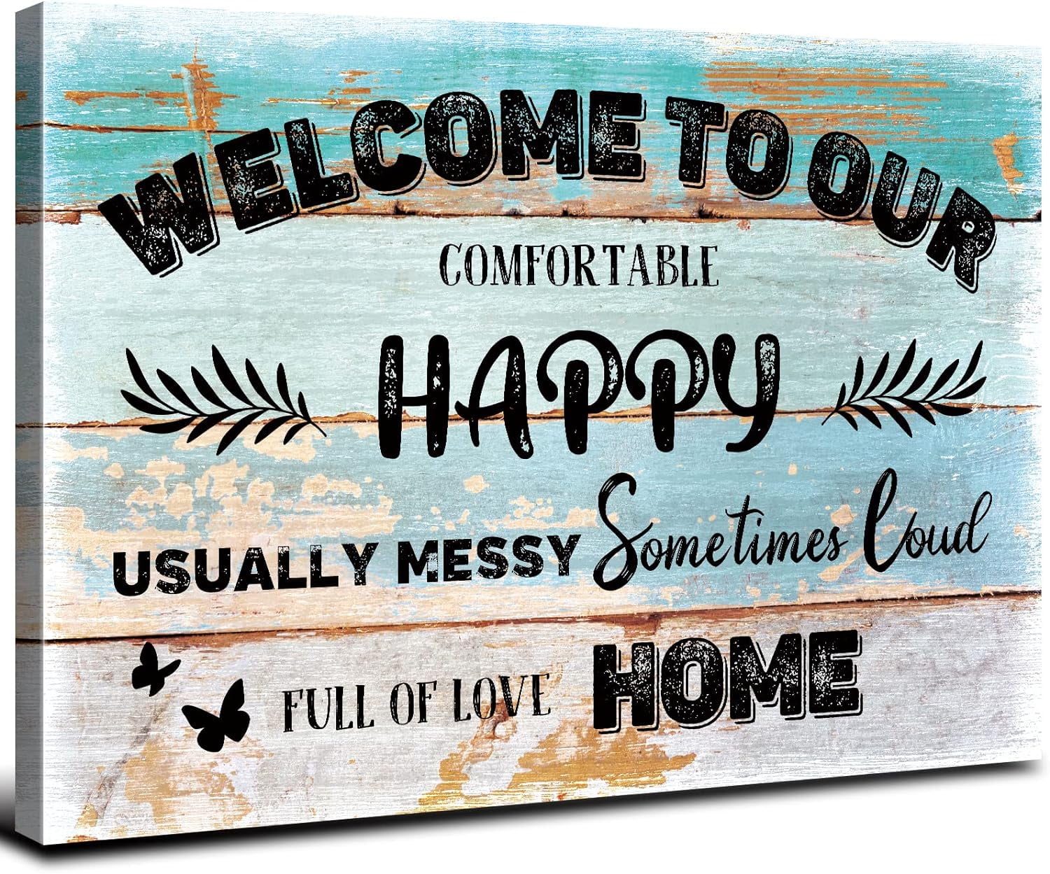 Teal Welcome Wall Decor for Entryway Rustic Farmhouse Welcome to Our ...