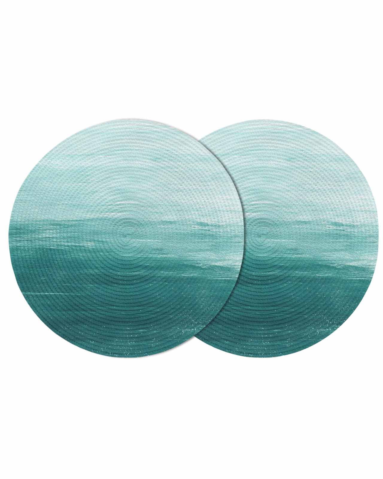 Teal White Brush Stroke Textured Round Table Placemats set of 2 ...