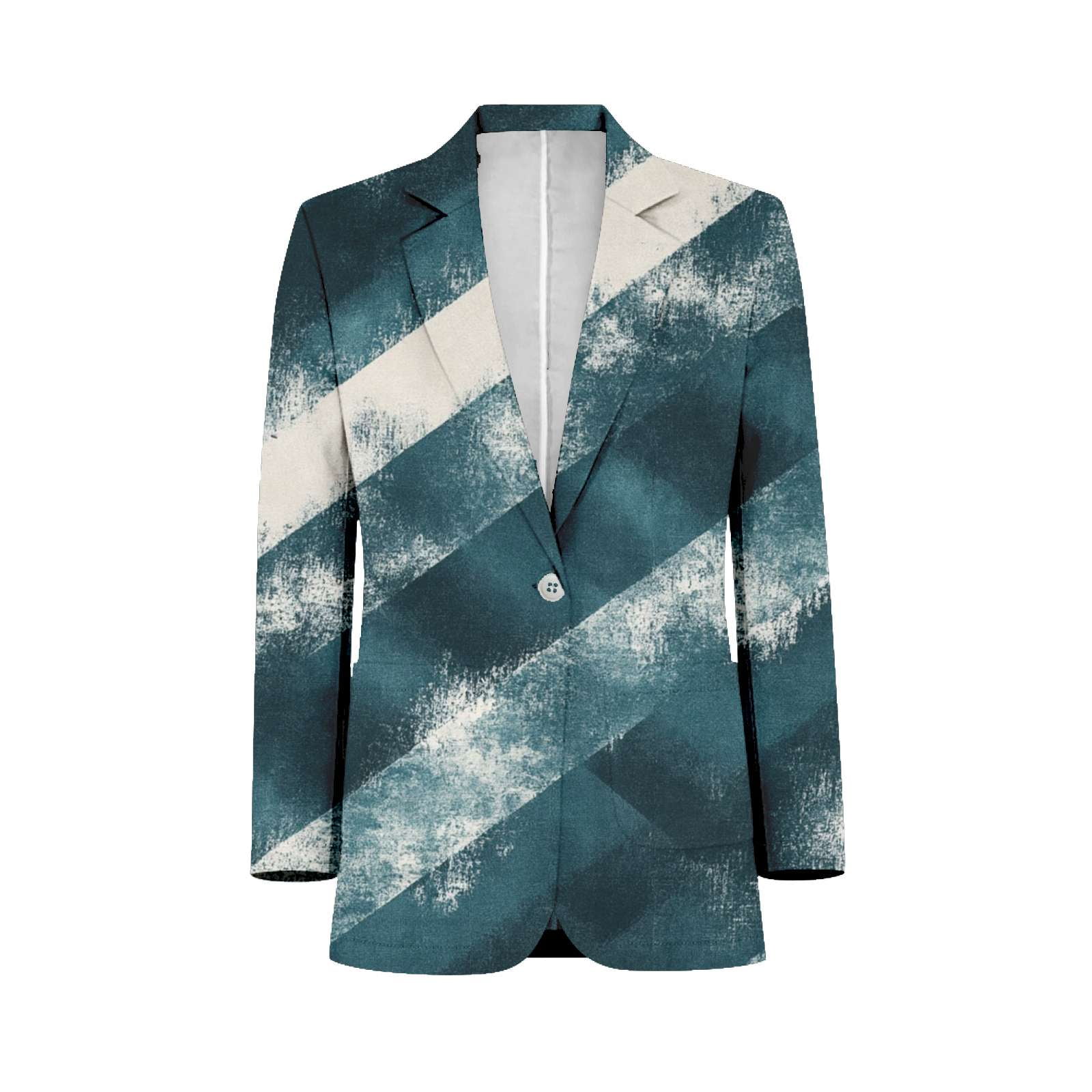 Teal White Diagonal Grunge Texture Mens Suits Shawl Collar Slim Fit ...