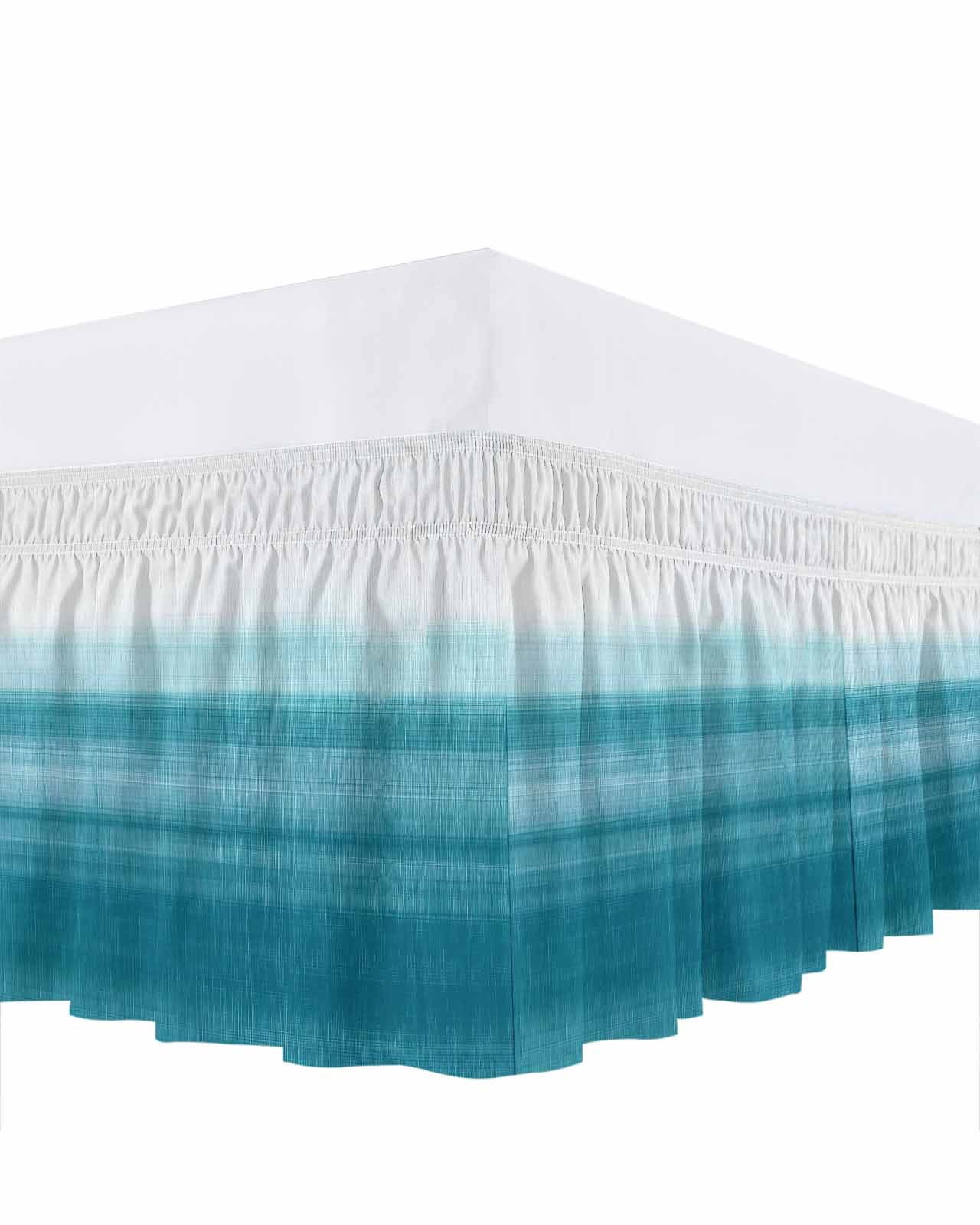 Teal White Gradient Ruffle Bed Skirt Queen Size Abstract Ombre Texture ...