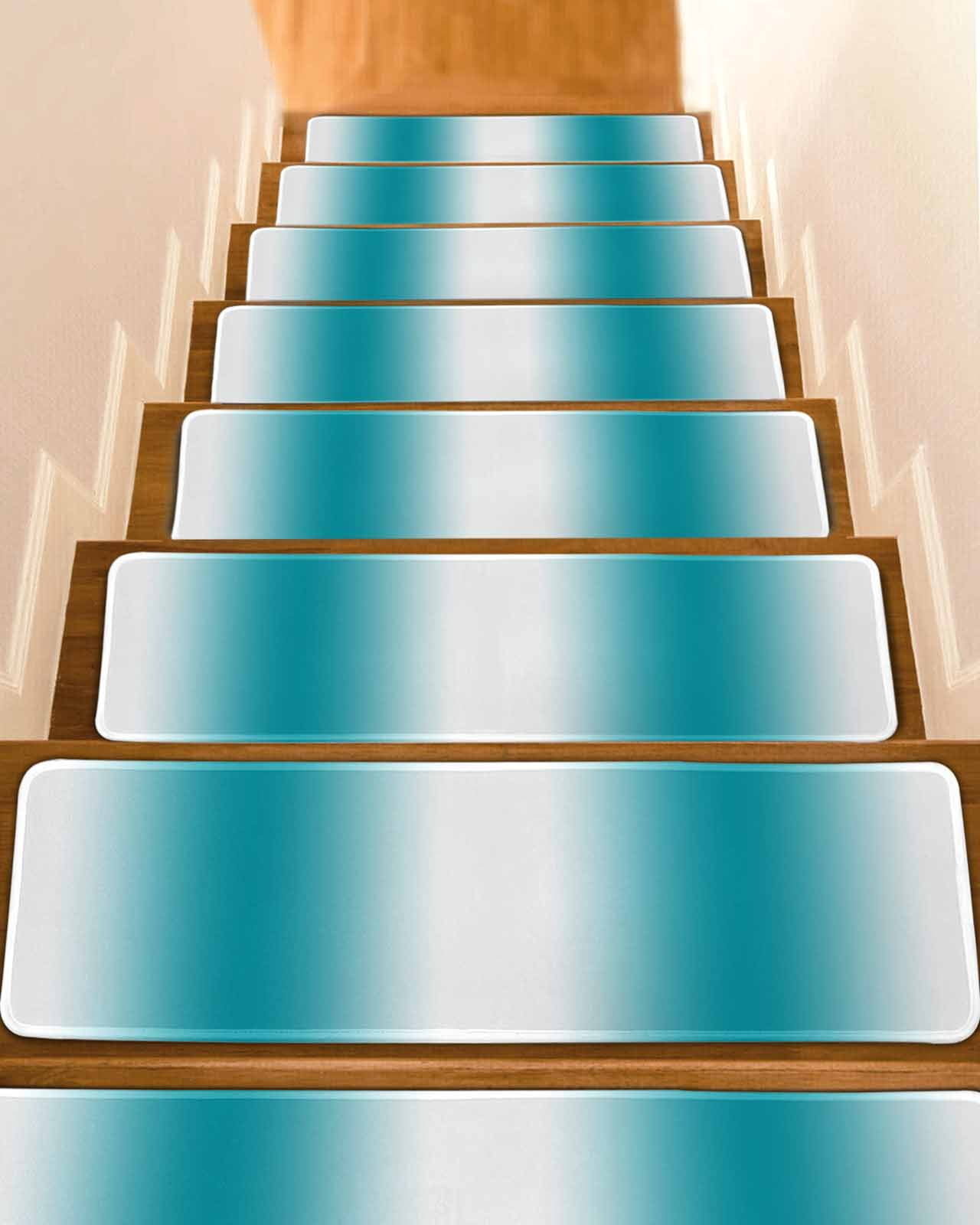 Teal White Ombre Stair Treads for Wooden Steps Indoor Runner Rug Carpet ...