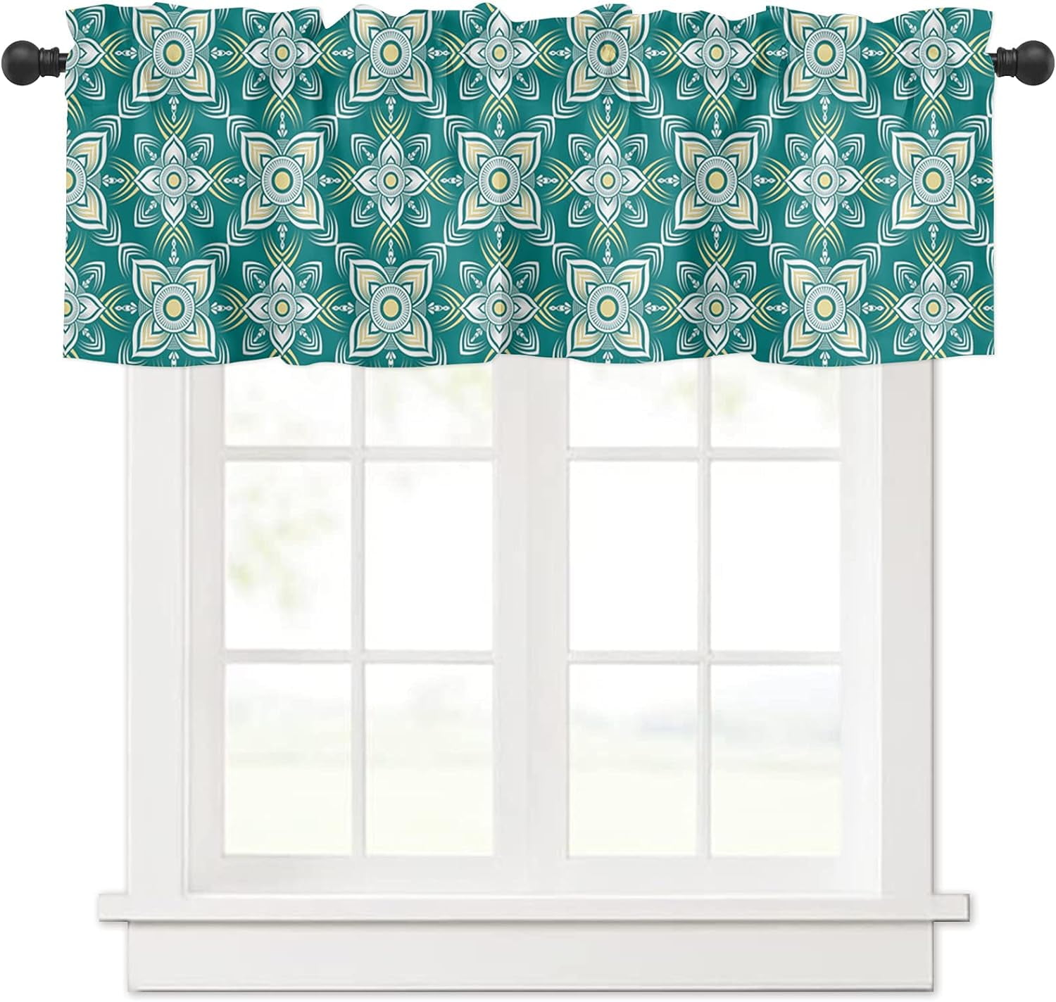 Teal Window Curtain Valance for Kitchen Windows/Bathroom/Living Room ...