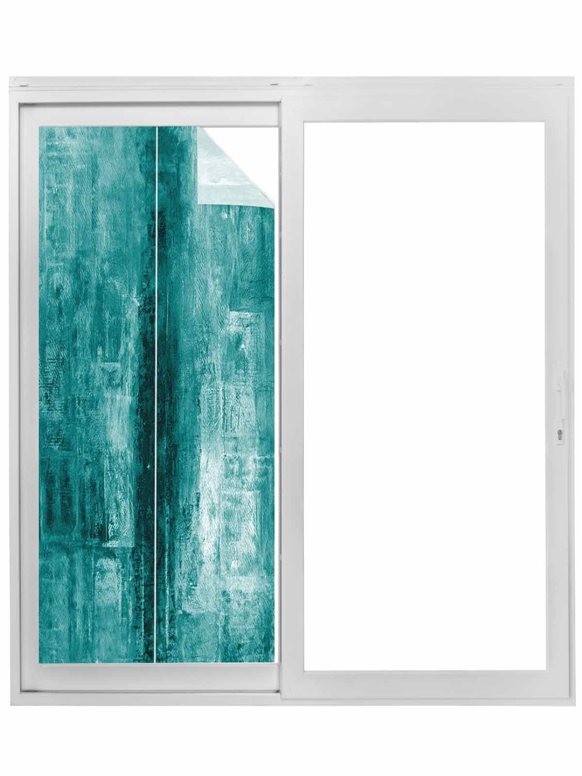 Teal Window Privacy Film, Retro Oil Painting Modern Abstract Art ...