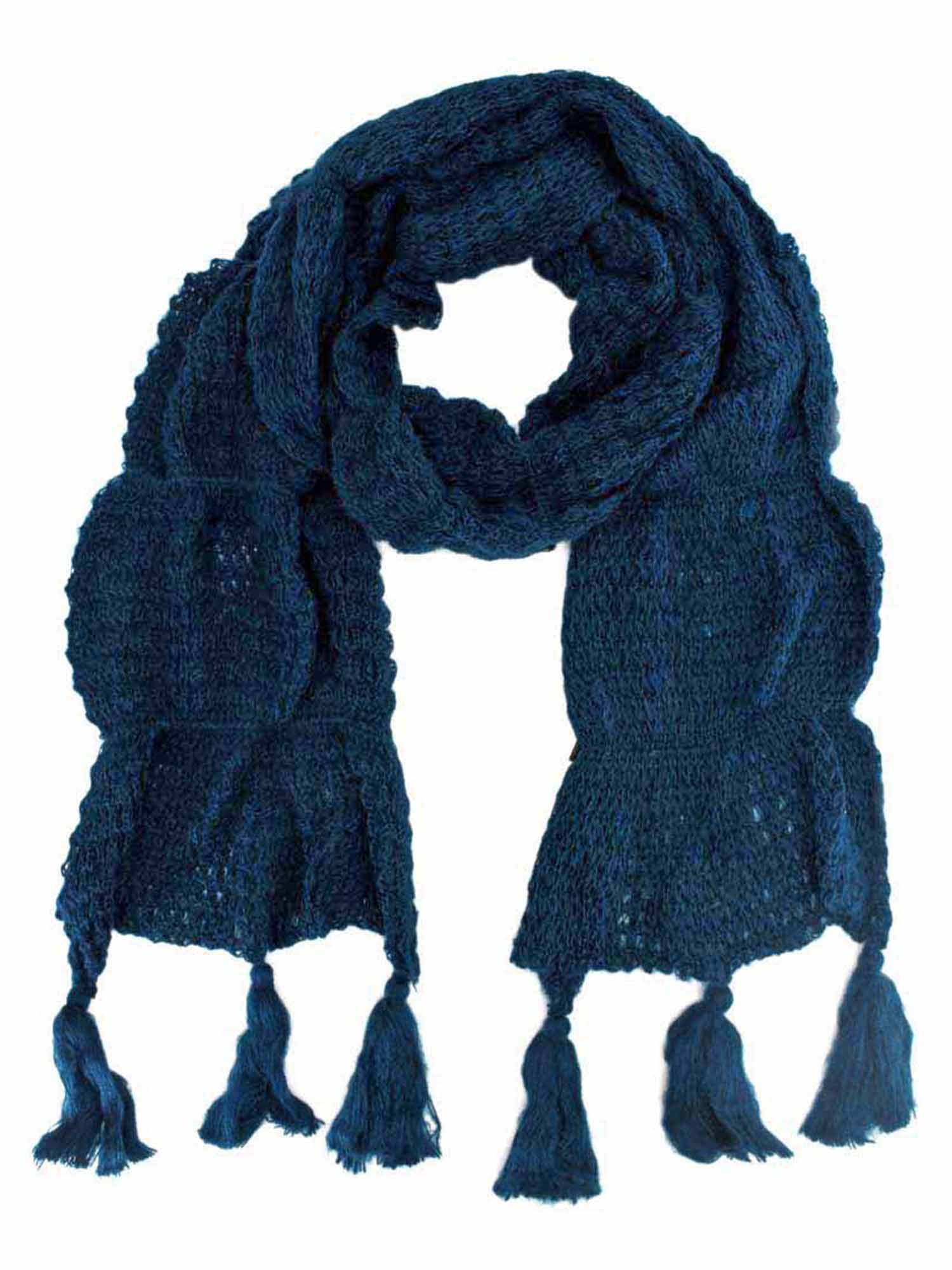 Teal Winter Knit Scarf With Tassels - Walmart.com