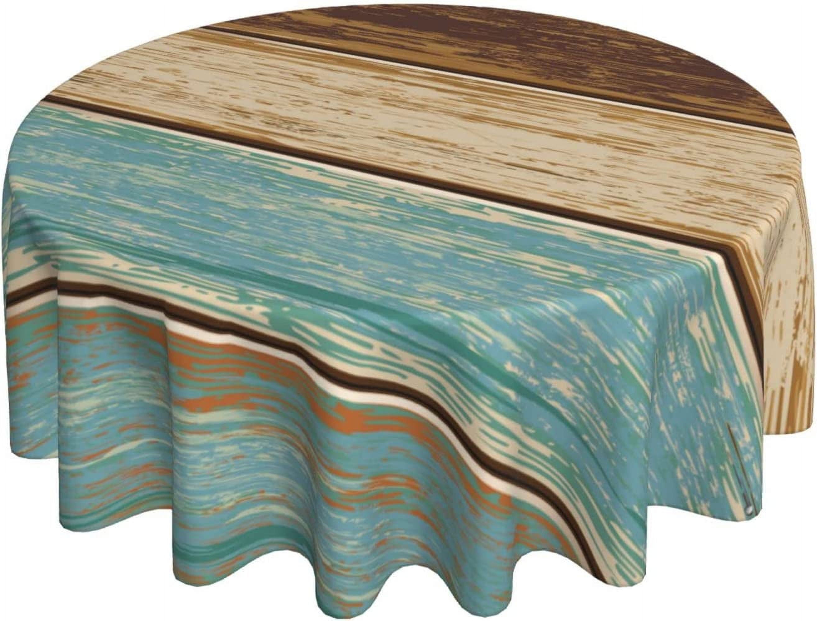 Teal Wood Texture Tablecloth Round Farmhouse Turquoise Table Cloths 60 ...