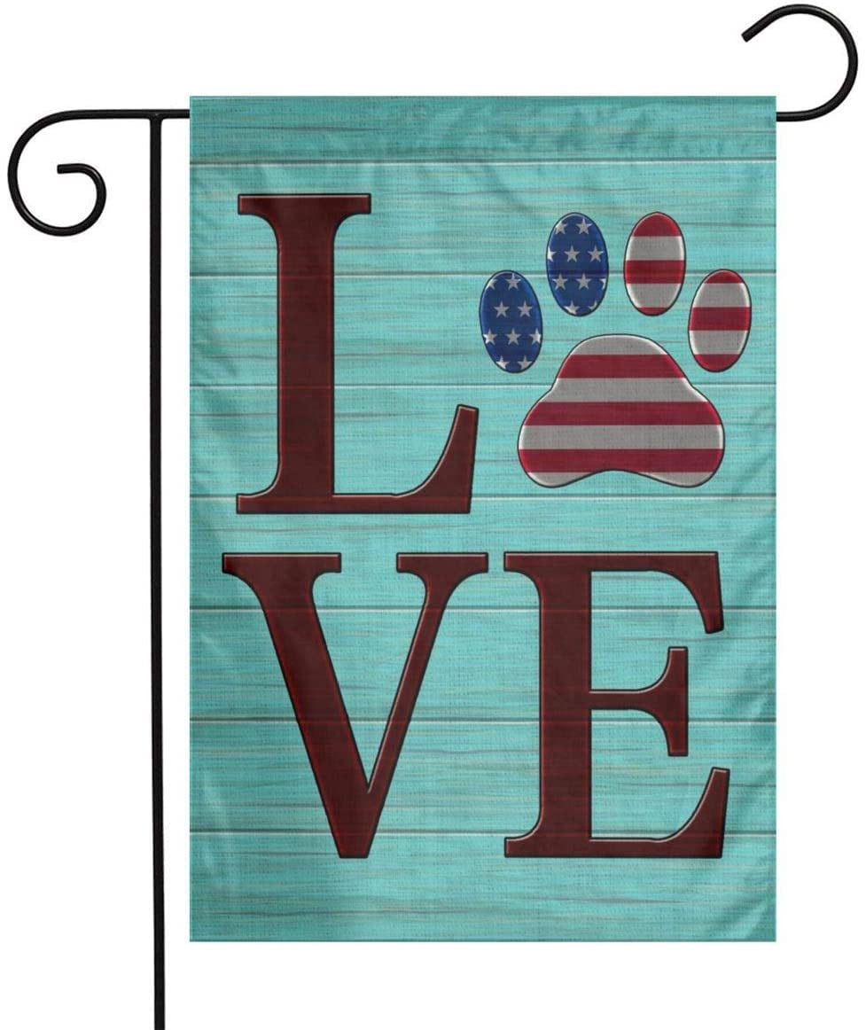 Teal Wooden Dog Paw Print Love Heart Monogram American USA 4th Of July ...