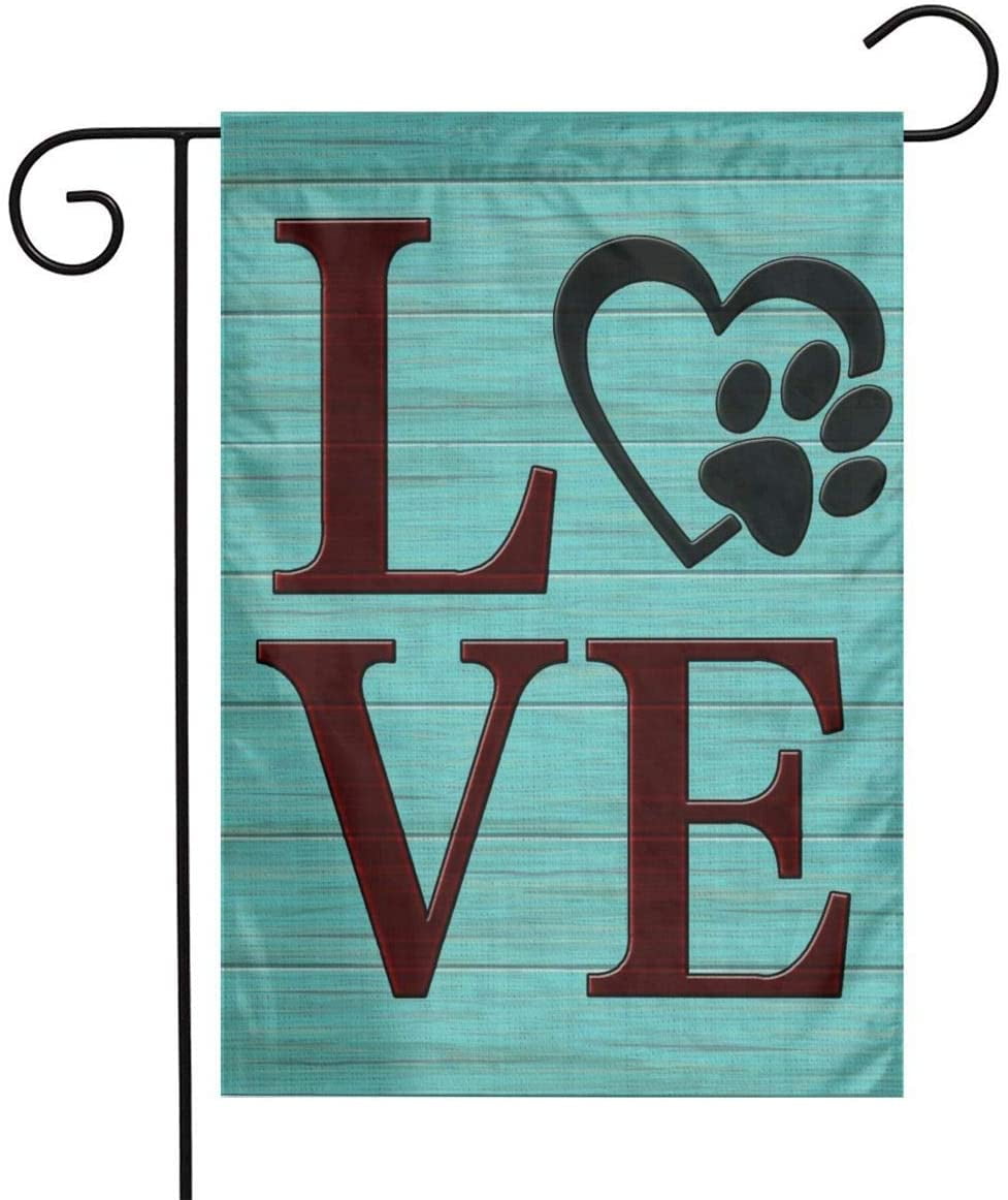 Teal Wooden Dog Paw Print Love Heart Monogram Garden Porch Lawn Flag ...