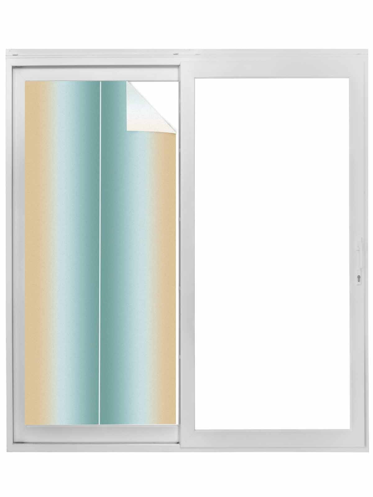 Teal Yellow Ombre Window Privacy Film, Farmhouse Modern Gradient Art ...