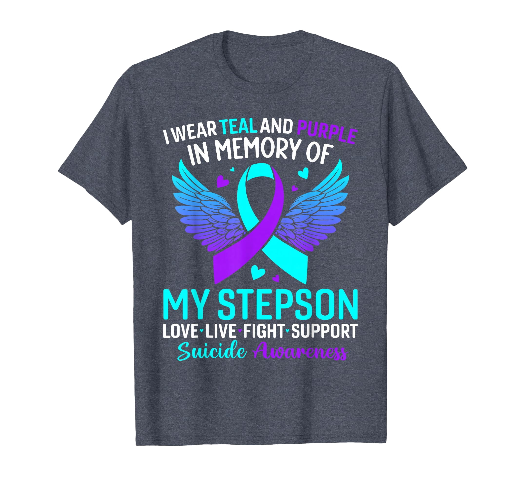 Teal and Purple Awareness T-Shirt with Angel Wings Design - Comfort ...