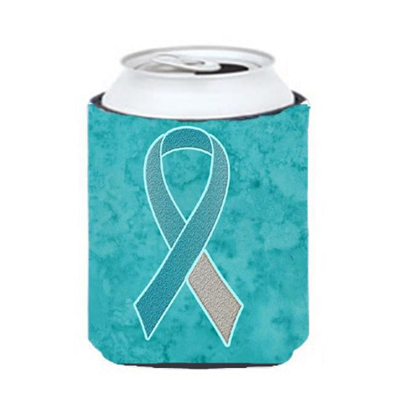 Teal and White Ribbon for Cervical Cancer Awareness Can or Bottle ...