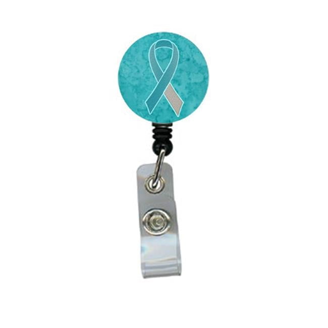 Teal and White Ribbon for Cervical Cancer Awareness Retractable Badge ...