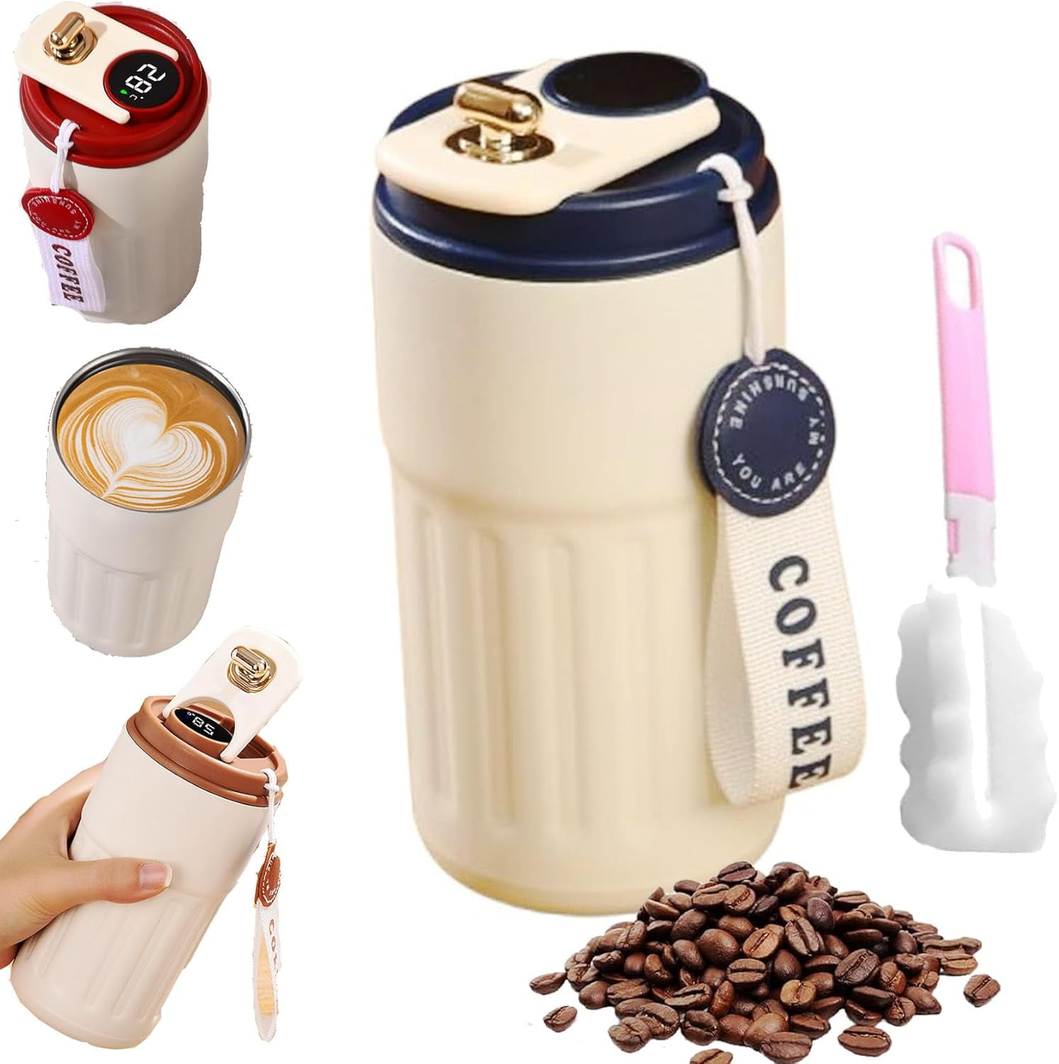 Tealier Smart Coffee Thermos, Coffee Cup With Temperature Display, Led ...