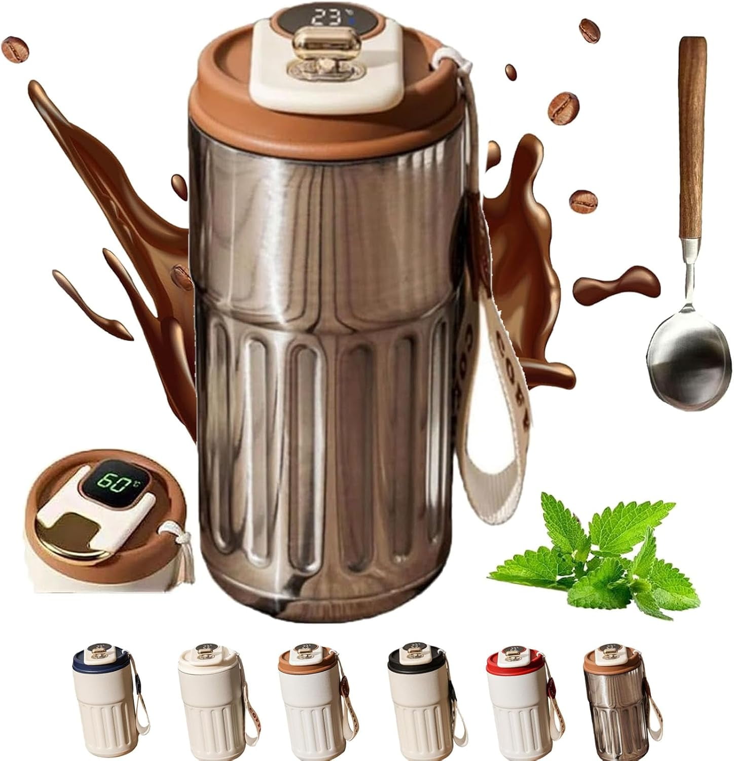 Tealier Smart Coffee Thermos, LED Temperature Display Coffee Mug ...