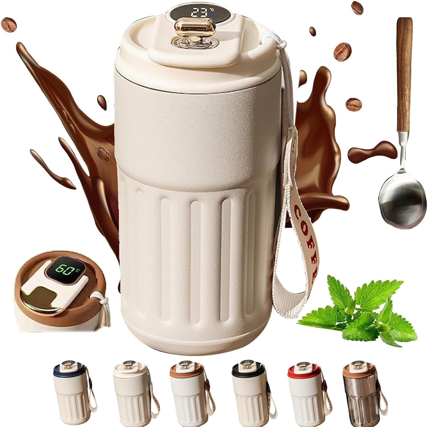 Tealier Smart Coffee Thermos, LED Temperature Display Coffee Mug ...