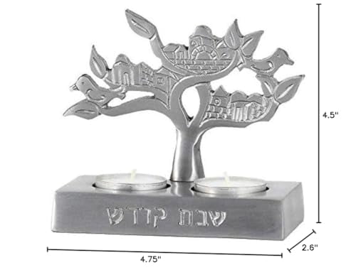 Tealight Candle Holder for Shabbat Fits 2 Candles - Theme Tree of Life ...