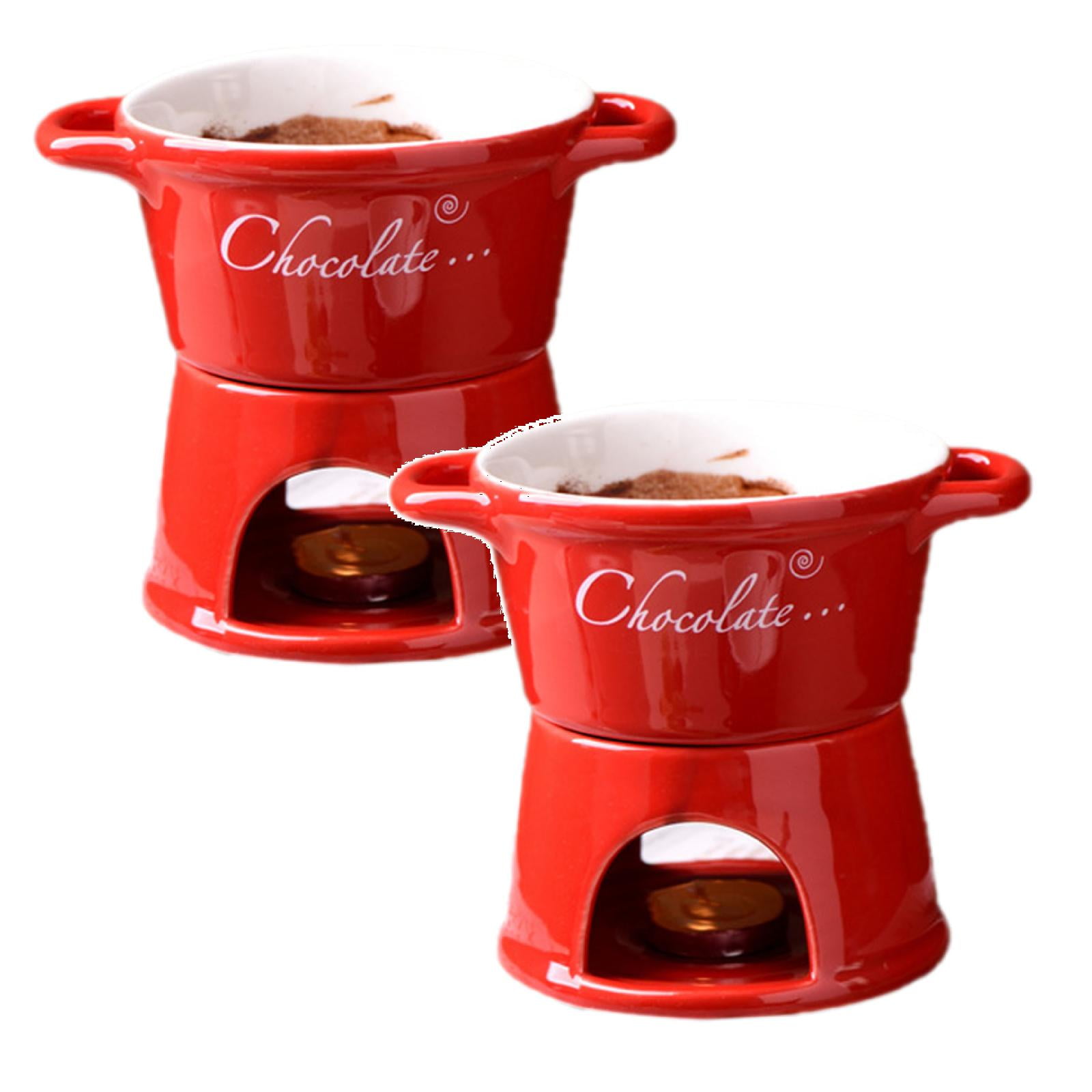 Tealight Chocolate Fondue Cups - Mini Fondue Set with Forks | Ceramic ...