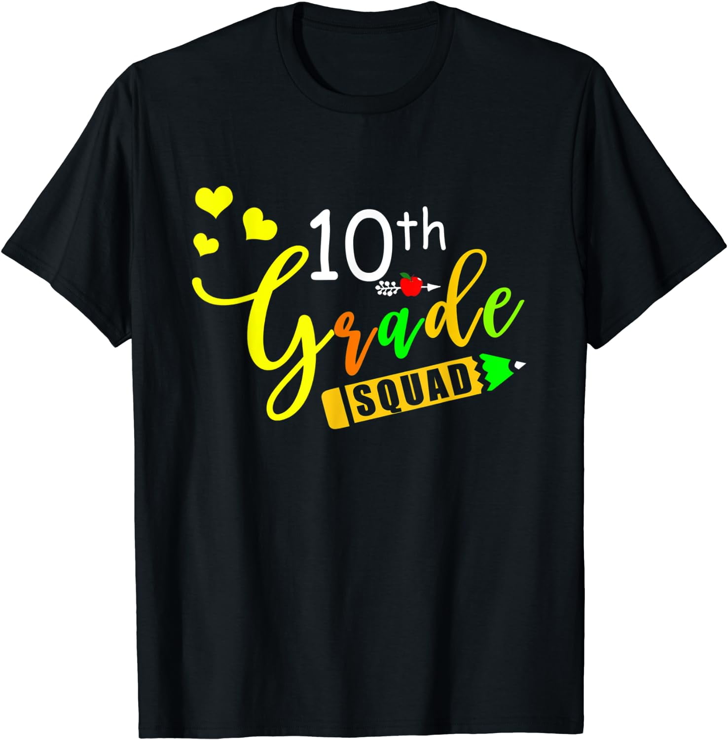 Team 10th Tenth Grade Squad Teacher Back To School Funny T-Shirt Black ...