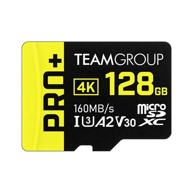 Team 128GB PRO+ microSDHC UHS-I/U3 Class 10 Memory Card with Adapter, Speed Up to 160MB/s ...