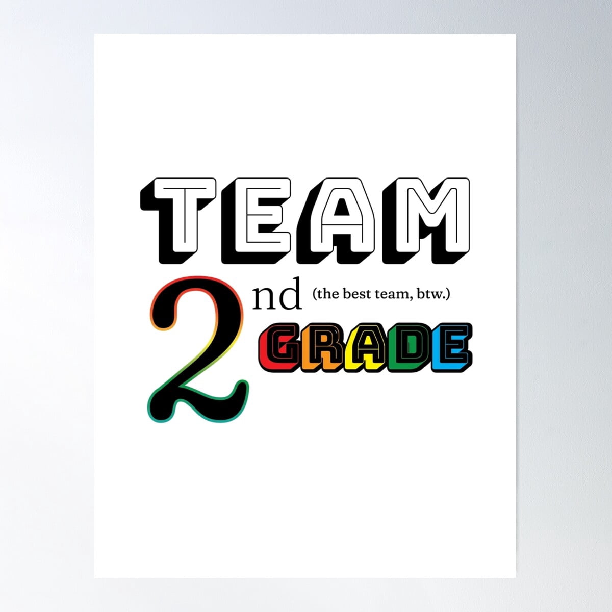 Team 2Nd Grade Poster Wall Art, Modern Wall Decor For Living Room ...