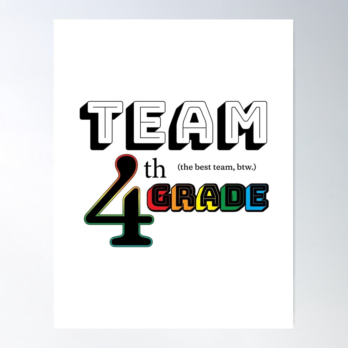 Team 4Th Grade Poster Wall Art, Modern Wall Decor For Living Room ...