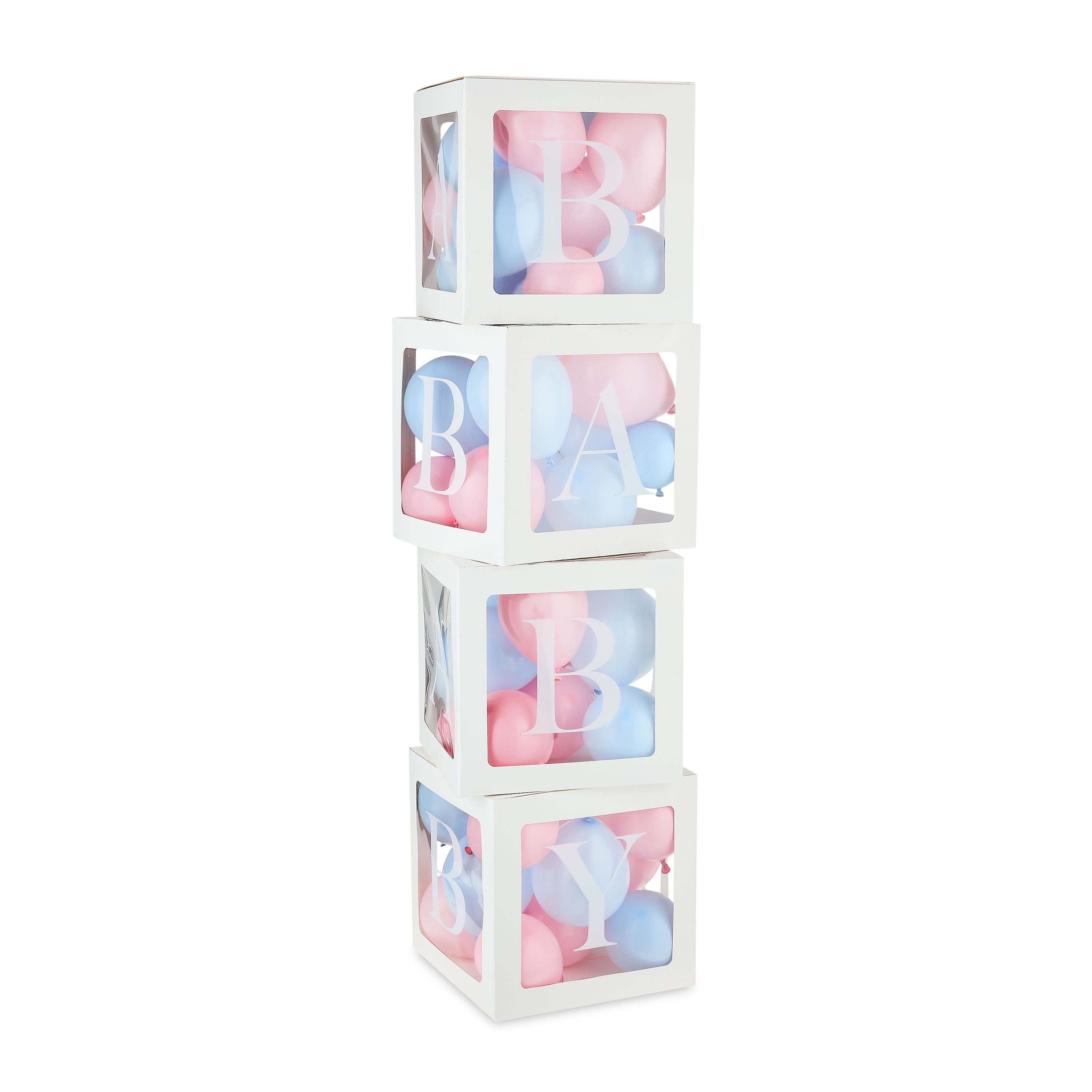 Way To Celebrate Baby Balloon Block Decor Kit, 60 Pieces, Pink and Blue ...