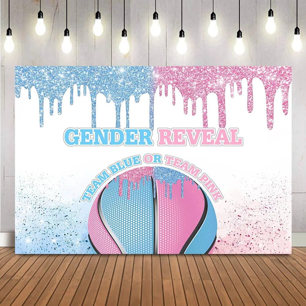 Team Blue or Team Pink Gender Reveal Background Basketball Baby Shower ...