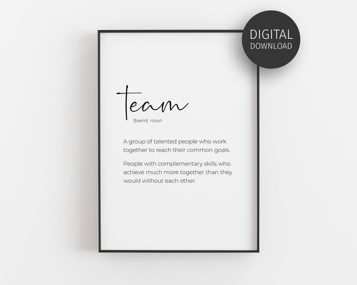 Team Definition Poster, Office Decor Wall Art, Teamwork, Coworker ...