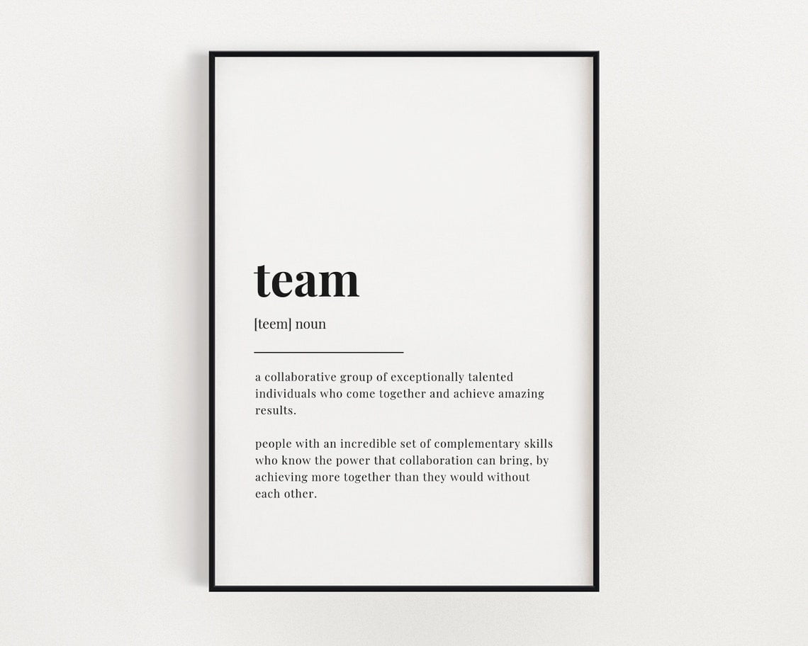 Team Definition Print, Wall Art Print, Team Print, Definition Print ...