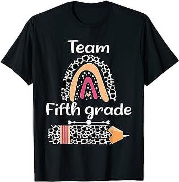 Team Fifth Grade Squad Teacher Cow Print Pattern Rainbow T-Shirt ...