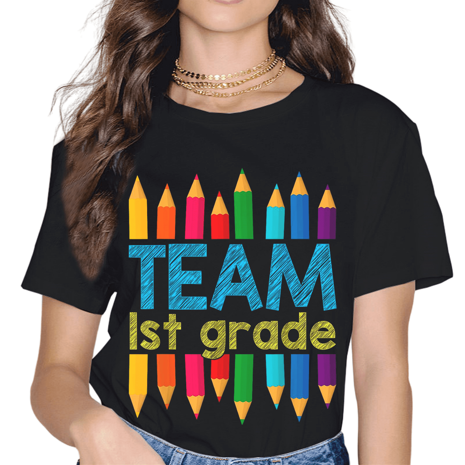 Team First Grade Back To School 1st Grade Teacher Student T-Shirt Black ...
