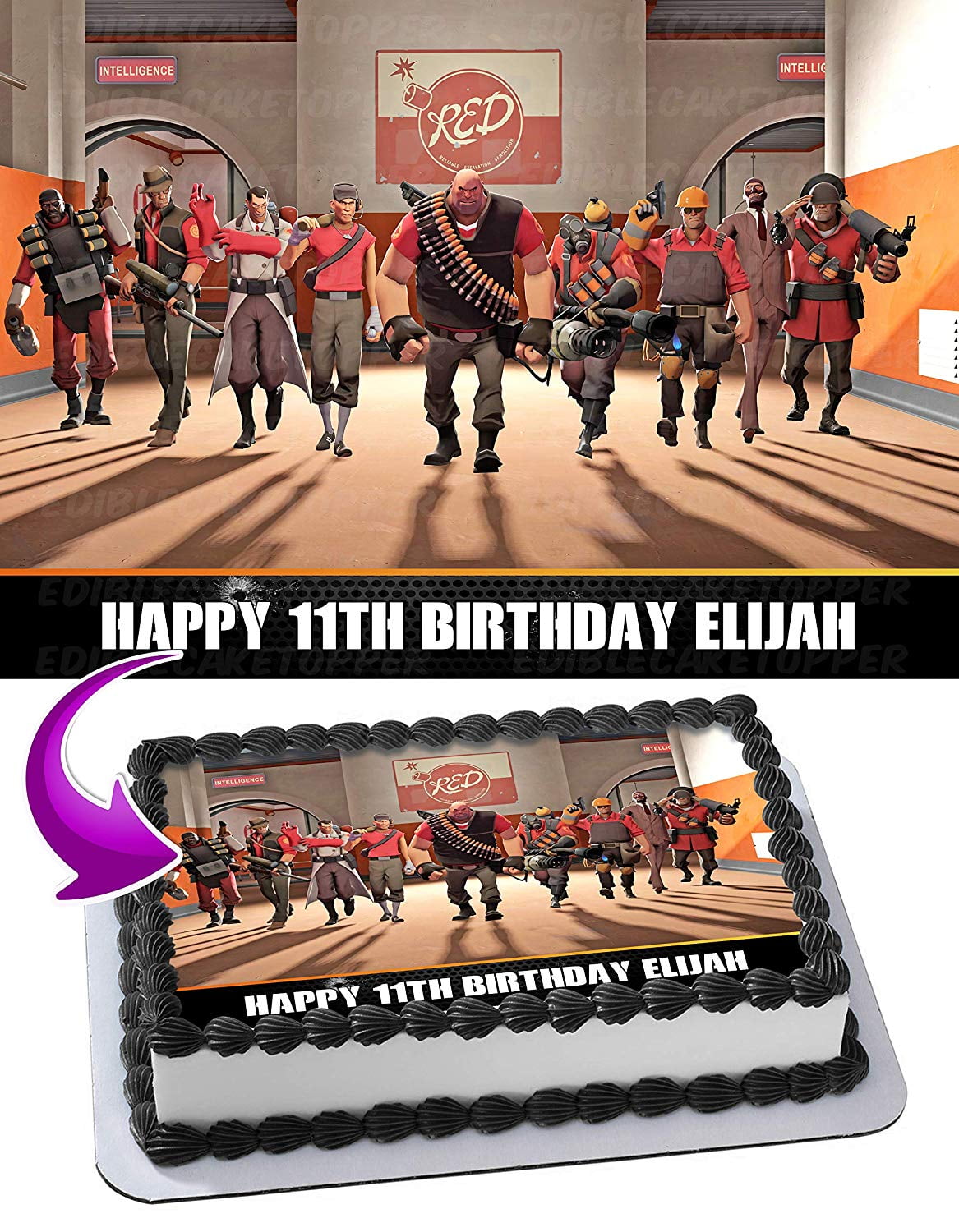 Team Fortress 2 - Edible Cake Topper - 11.7 x 17.5 Inches 1/2 Sheet ...