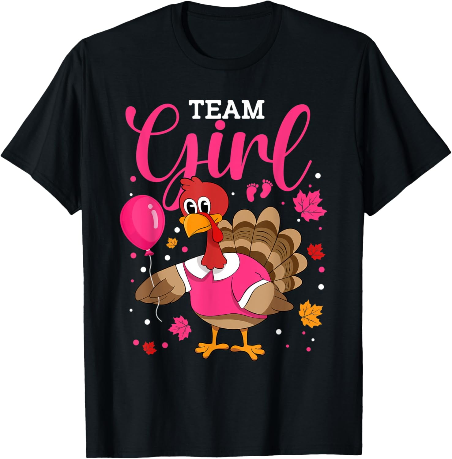 Team Girl Gender Reveal Baby Announcement Thanksgiving T-Shirt ...