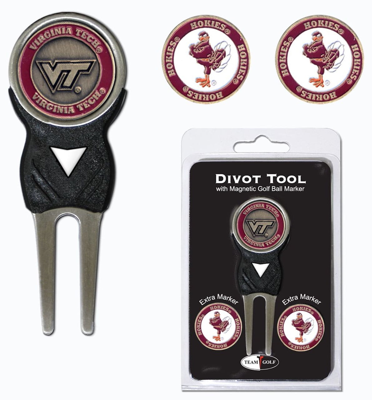 Team Golf NCAA Virginia Tech Divot Tool Pack With 3 Golf Ball Markers ...