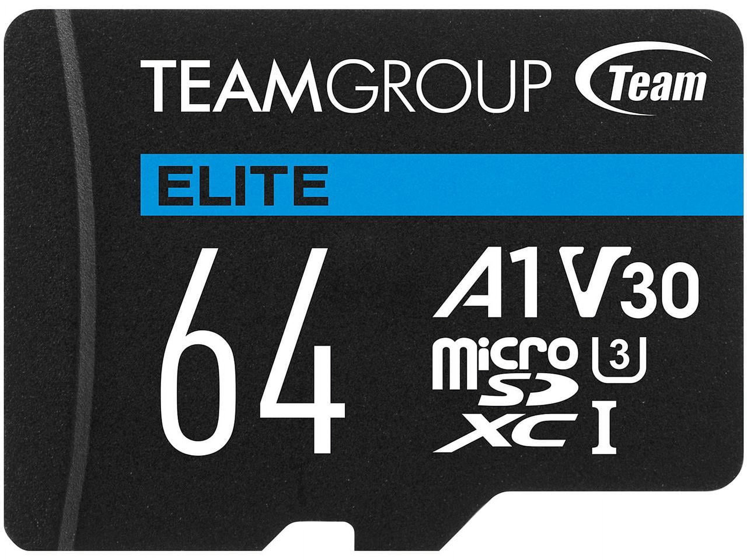 Team Group 64GB Elite microSDXC UHS-I U3, V30, A1, 4K UHD Micro SD Card ...
