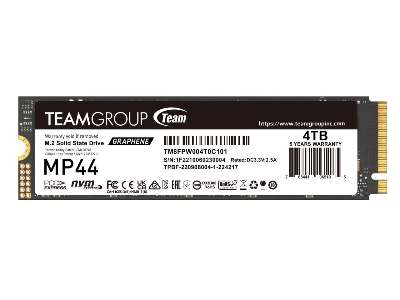 Team Group MP44 4TB PCIe 4.0 x4 NVMe M.2 2280 SSD for Laptop, Desktop ...