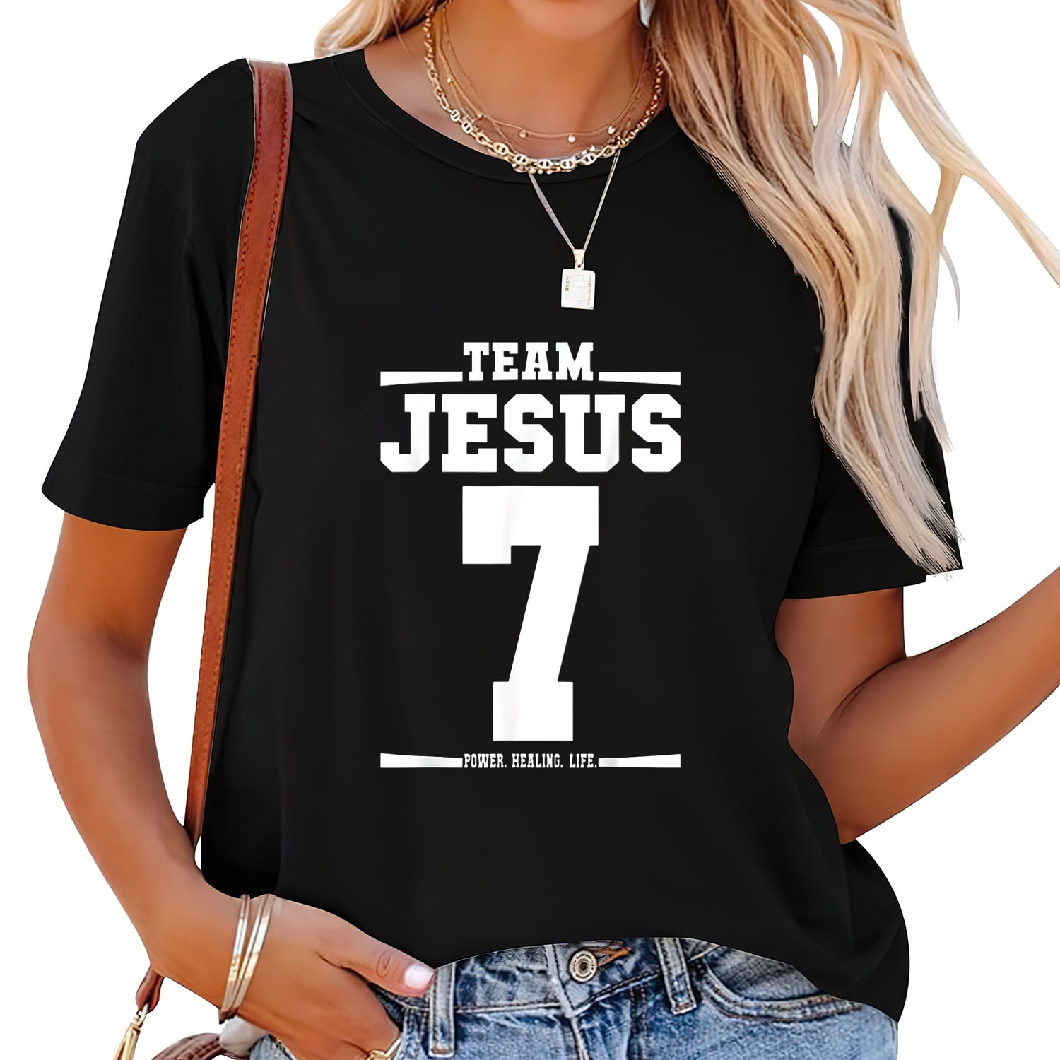 Team Jesus Jersey 7 His Name Is Power Healing Life T-Shirt - Walmart.com