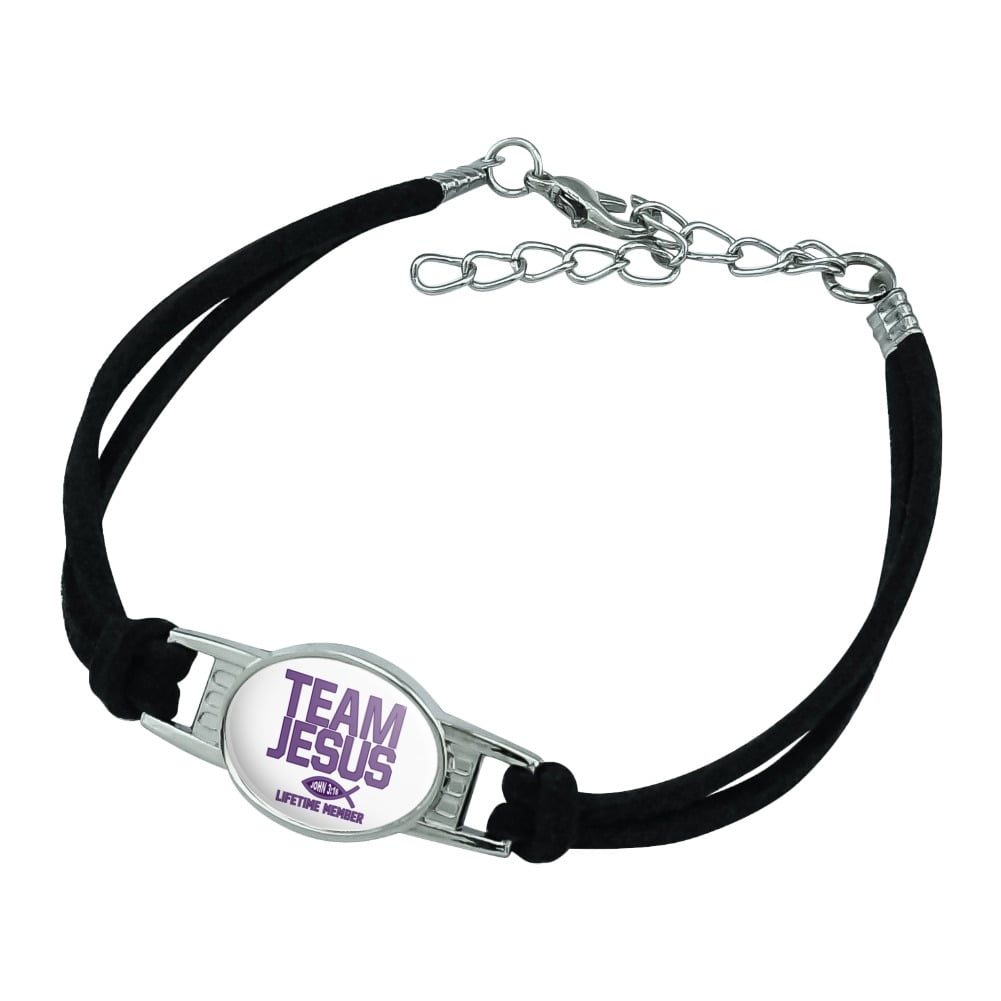 Team Jesus John 3:16 Christian Novelty Suede Leather Metal Bracelet ...