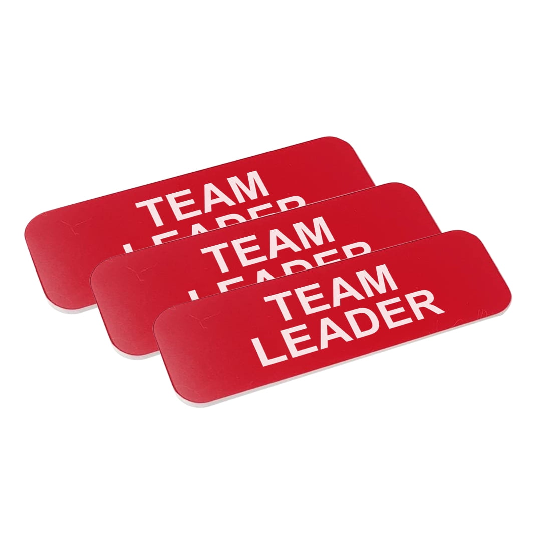 Personalized Team Leader 1 x 3" Rounded Corners Name Tag, Red - 3 Pack ...