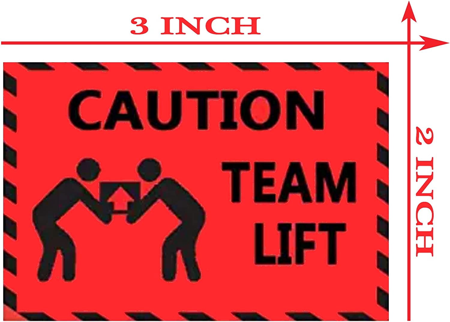 Team Lift Labels Stickers, 2X3 Inch Red And Black Caution Heavy Object ...