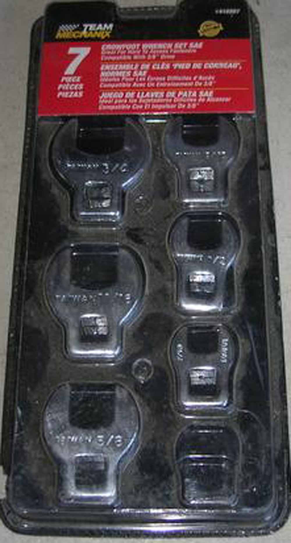 Team Mechanix 7 Piece Crowfoot Wrench Set Compatible with 3/8'' Drive ...